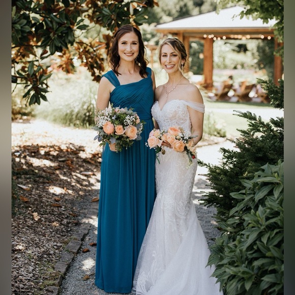 Dessy Collection | Dresses | Dessy Ocean Blue Chiffon Maxi Dress | Poshmark